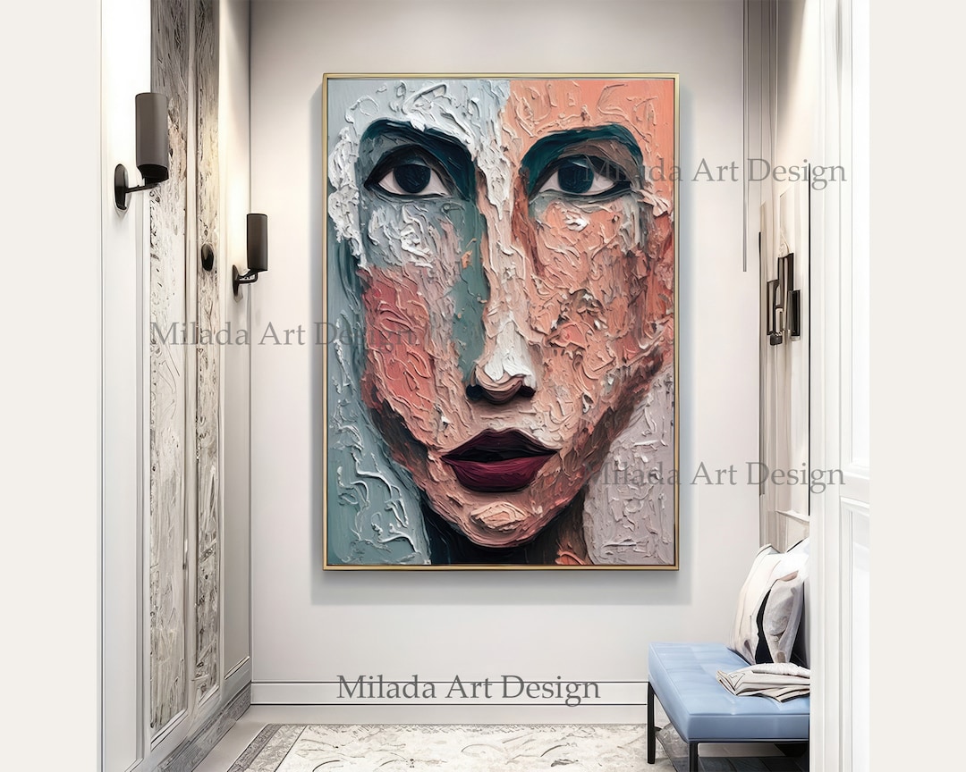 Acrylic Face Painting Print Modern Abstract Wall Art Interior Design ...