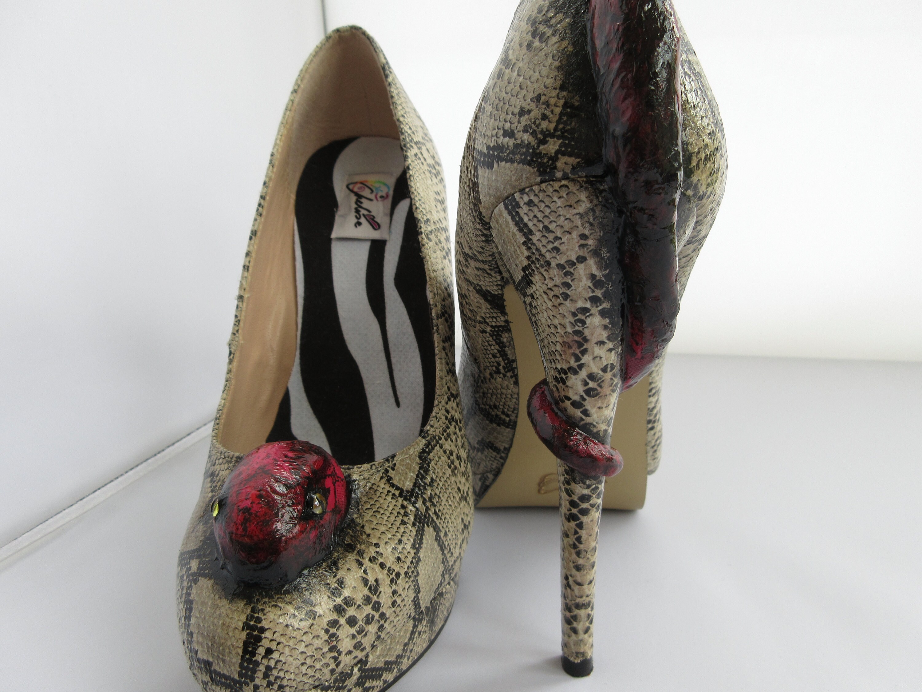 Chelise Unique Python Viper Snake Skin Pink Snakes Platform Stiletto ...
