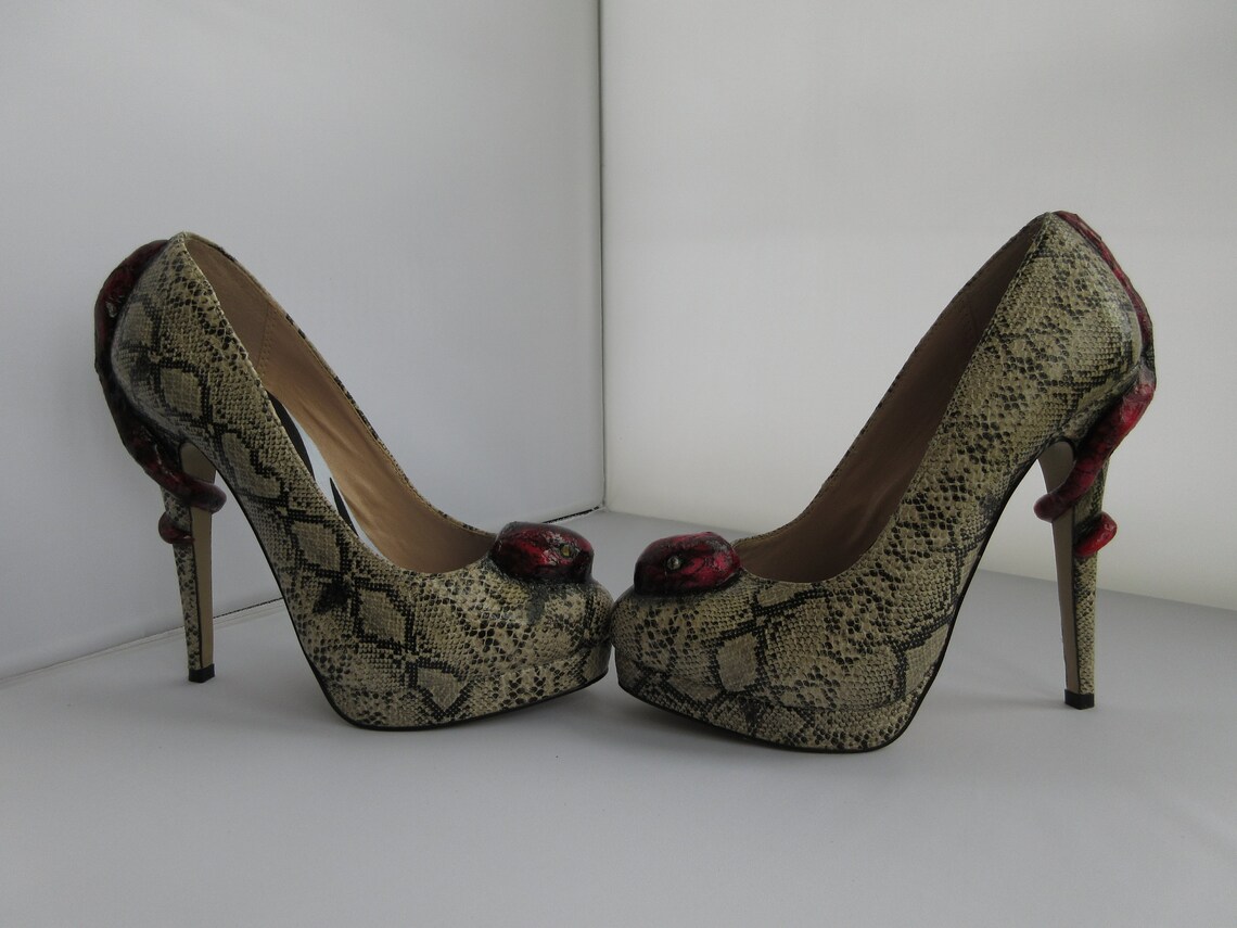 Chelise Unique Python Viper Snake Skin Pink Snakes Platform Stiletto ...