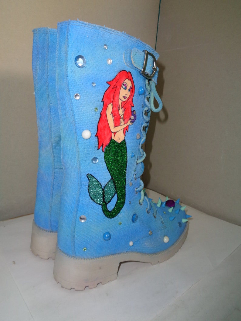 Chelise Little Mermaid Ariel Glitter Pearl Blue Boots - Etsy
