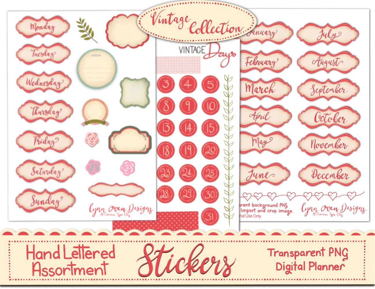 Digital Journal Planner Stickers Vintage Collection 1 | Etsy