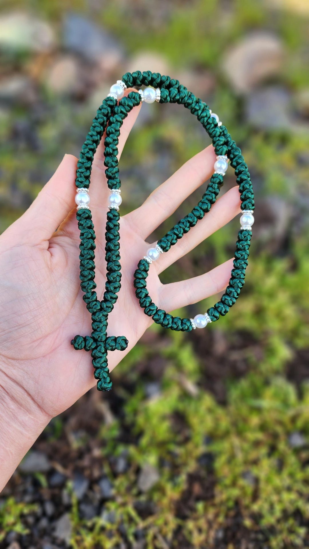 Eastern Orthodox 50 or 100 Knot Prayer Ropes Dark Green and Silver - Etsy