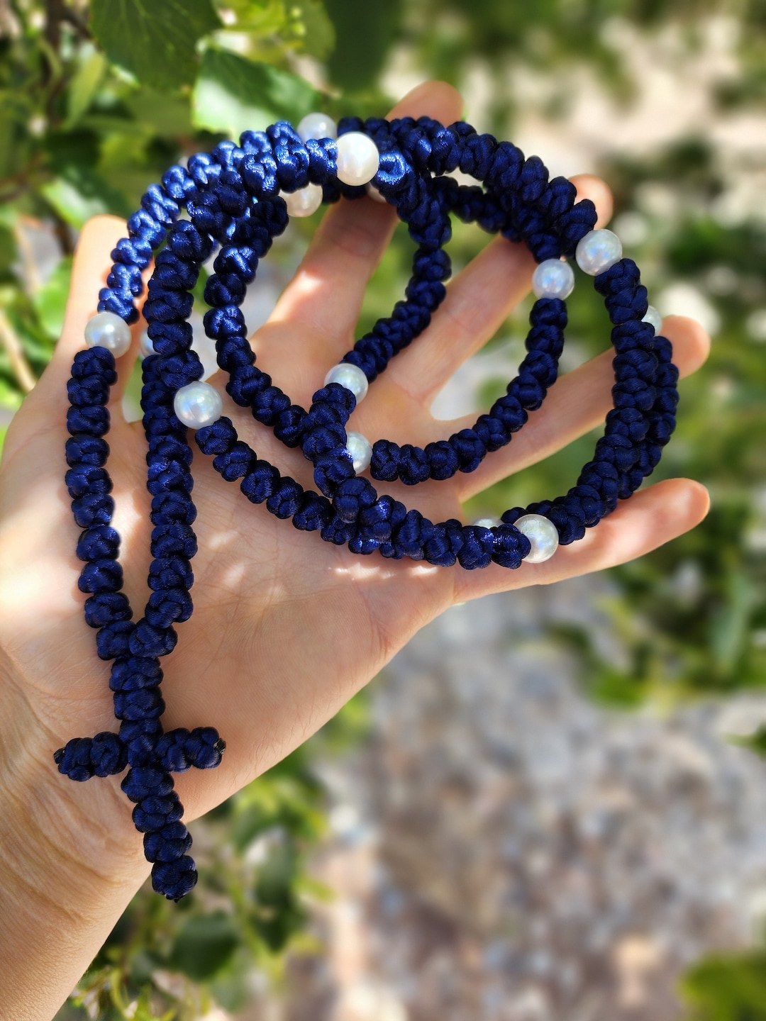 Navy Blue and Pearl 150 Knots St Seraphim of Sarov Prayer Rule Eastern ...