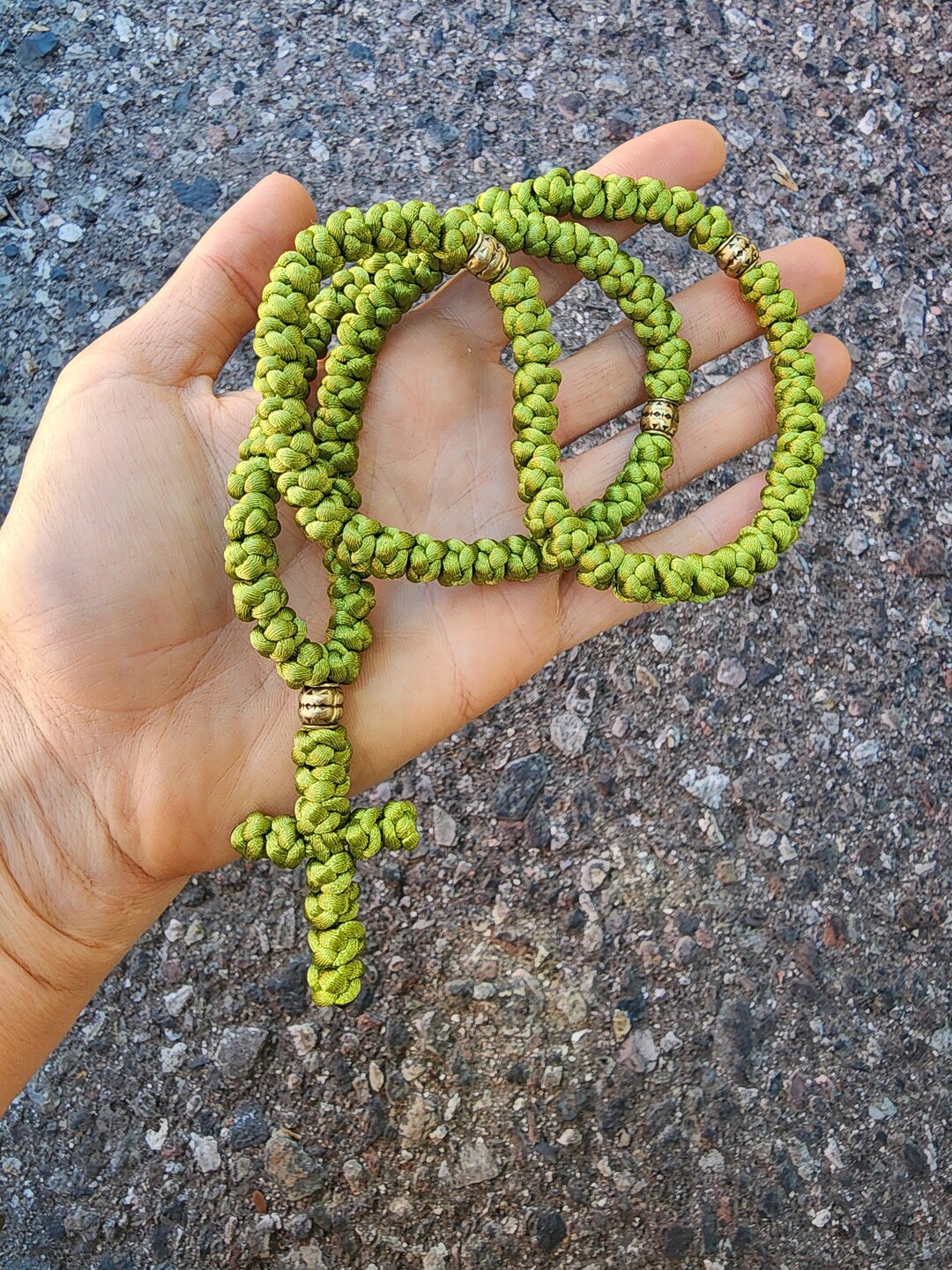 100 Knot Orthodox Prayer Rope Green With Bronze Beads - Etsy