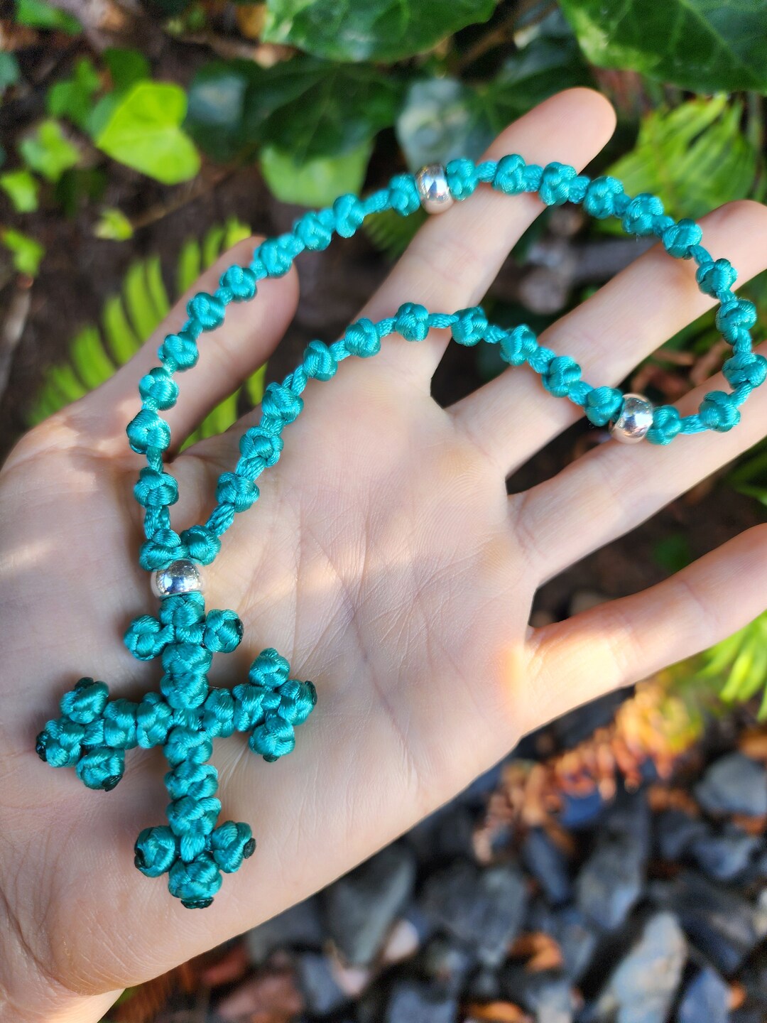 Komboskini/orthodox Prayer Rope 33 Knot Teal With Budded Byzantine ...