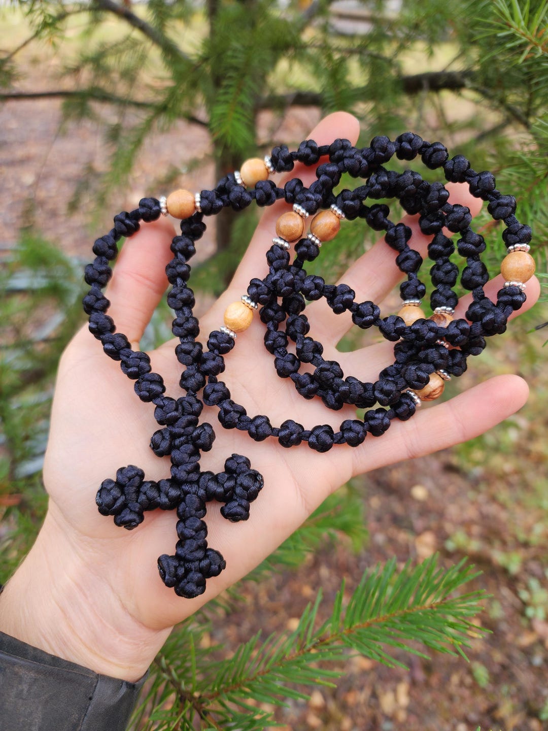 150 Knot Eastern Orthodox Prayer Rope With Black Satin Cord and Olive ...