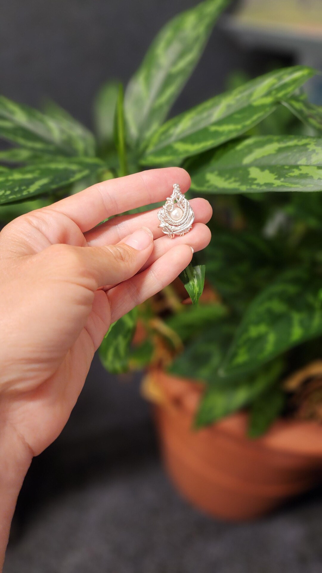 Pearl Mini Pendent, Silver Wire Wrap Necklace - Etsy