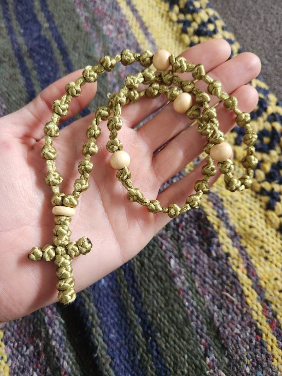 Komboskini/orthodox Prayer Rope-50 Knot Green With Wood Beads - Etsy