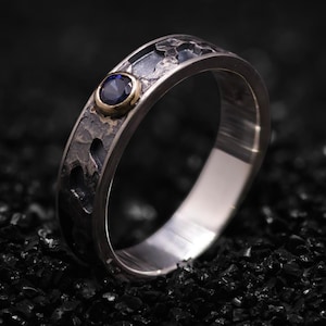 Nebula Whisper | Blue Sapphire Silver Ring, Celestial Fidget Band ...