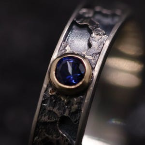 Nebula Whisper | Blue Sapphire Silver Ring, Celestial Fidget Band ...