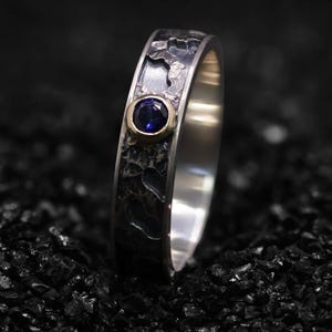 Nebula Whisper | Blue Sapphire Silver Ring, Celestial Fidget Band ...