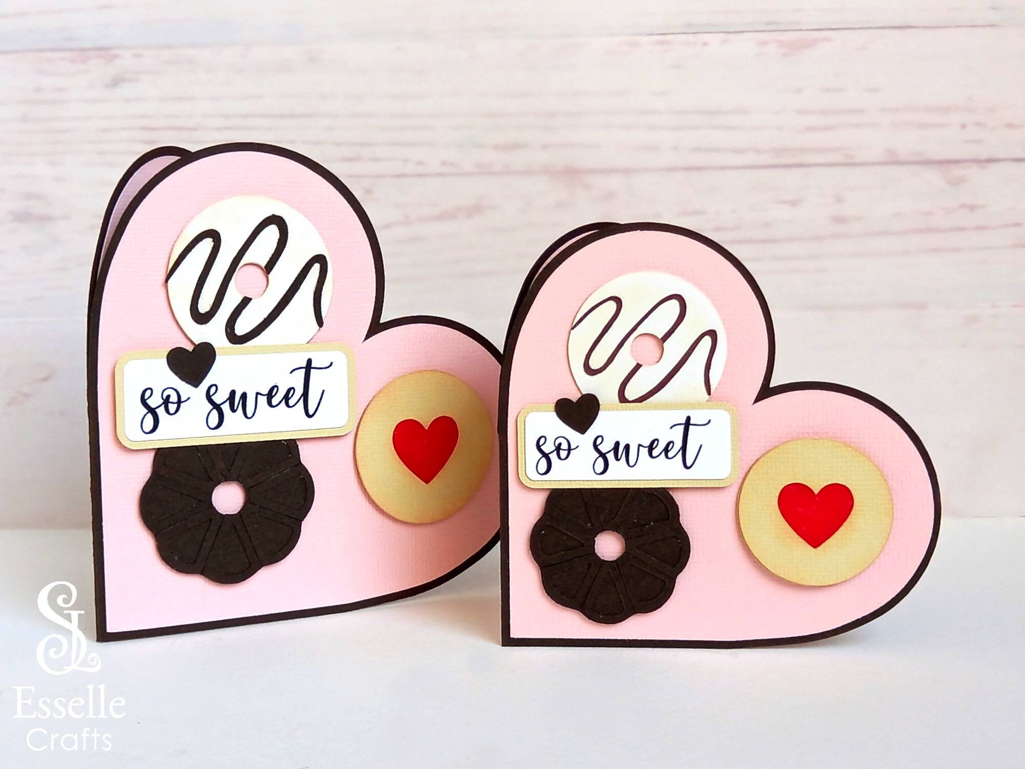 Heart-shaped Biscuit Card SVG Template. Valentine's Day - Etsy UK