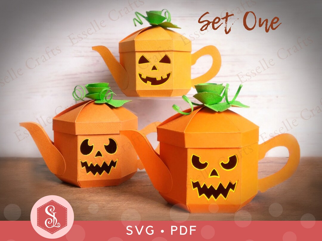 Pumpkin Teapot Boxes (set One) SVG + PDF Templates. Novelty Teapot Box ...