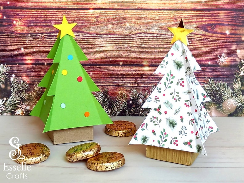 Christmas Tree Favour Box SVG PDF Template. Treat Box. - Etsy UK
