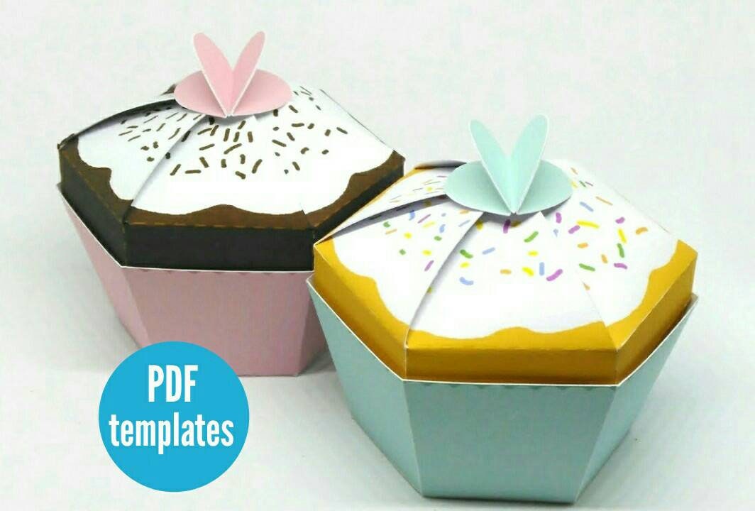 Cupcake Favour Box Template. Paper Cupcake Box. DIY Cupcake | Etsy