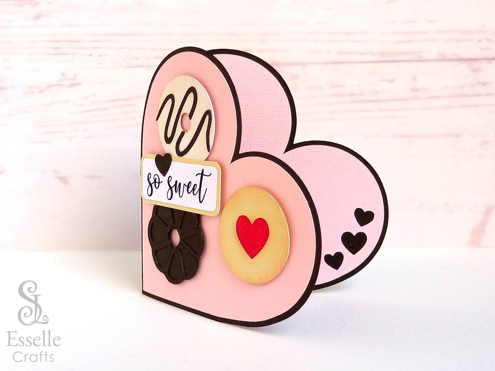 Heart-shaped Biscuit Card SVG Template. Valentine's Day - Etsy UK