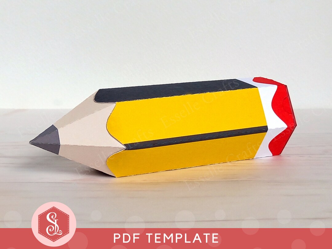 School Pencil Favour Box PDF Template, Back to School Gift Box, Paper ...