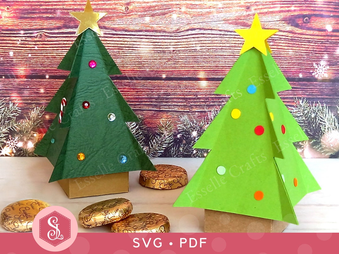 Christmas Tree Favour Box SVG PDF Templates. Christmas Table Favour ...