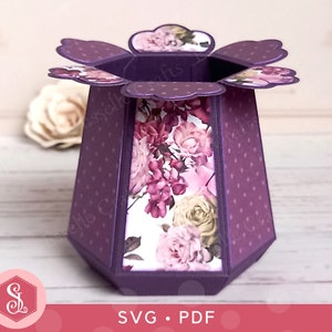 Hexagonal Florist Box SVG PDF Templates. Wedding Favour Box. Cricut Cut ...
