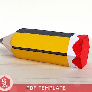 School Pencil Favour Box PDF Template, Back to School Gift Box, Paper ...
