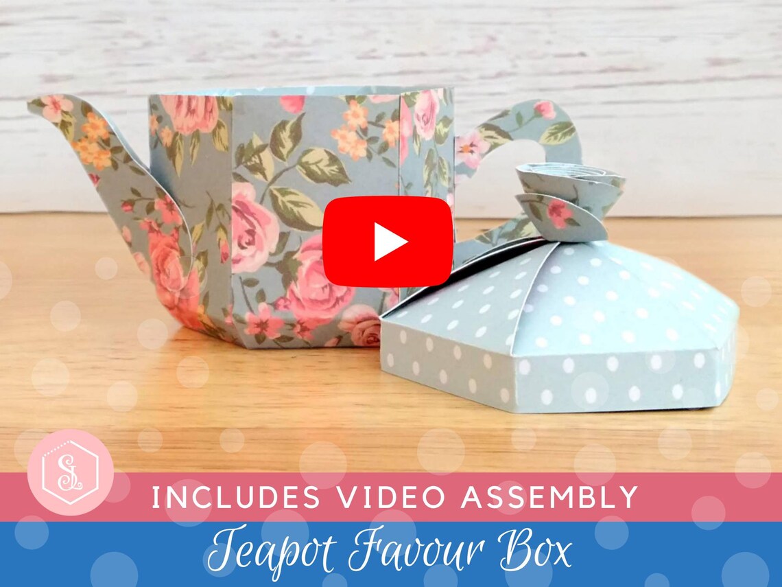 Teapot Favour Box SVG PDF Templates. Tea Party Gift Box. - Etsy