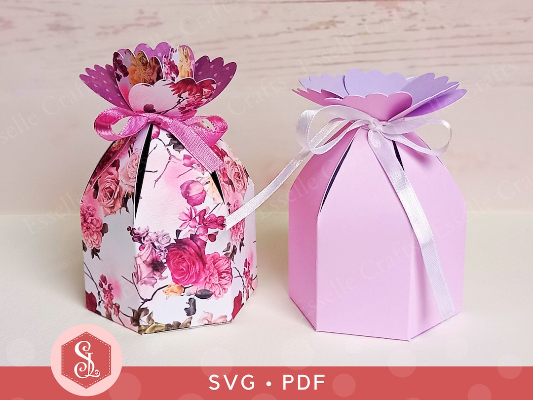 Flower Favour Box SVG + PDF Templates. Flower Gift Box. Wedding Favour ...
