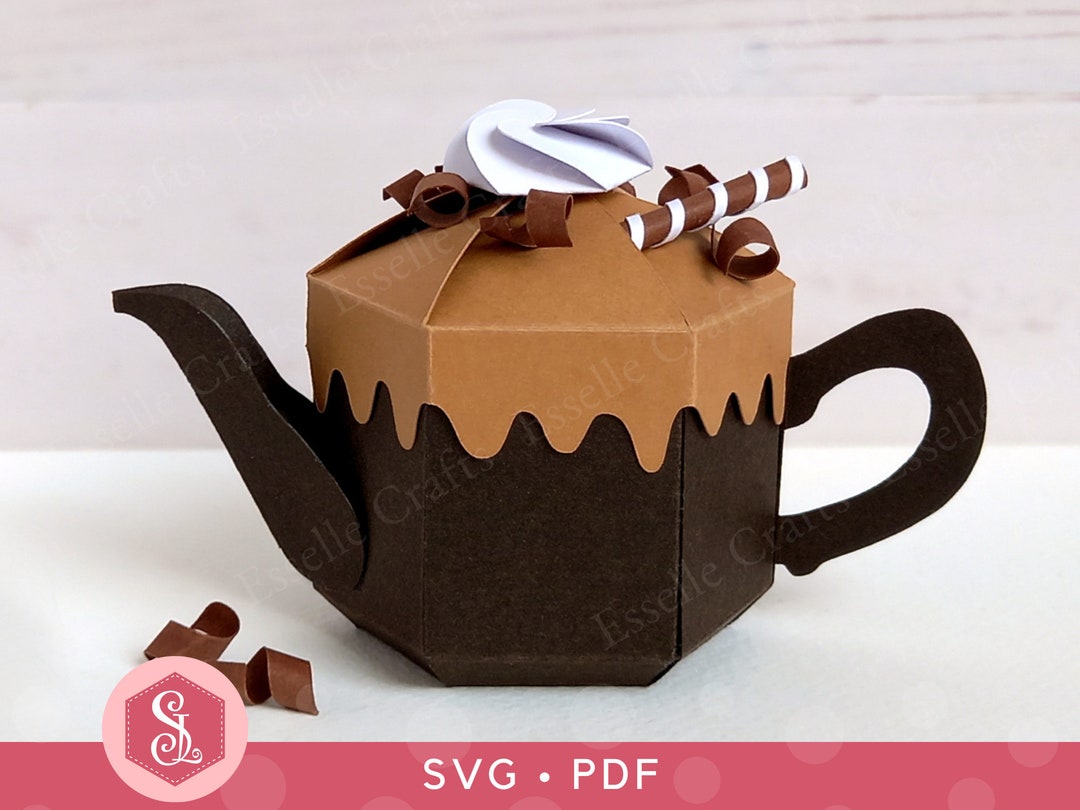Chocolate Teapot Box SVG + PDF Templates, Novelty 3D Teapot Gift Box ...