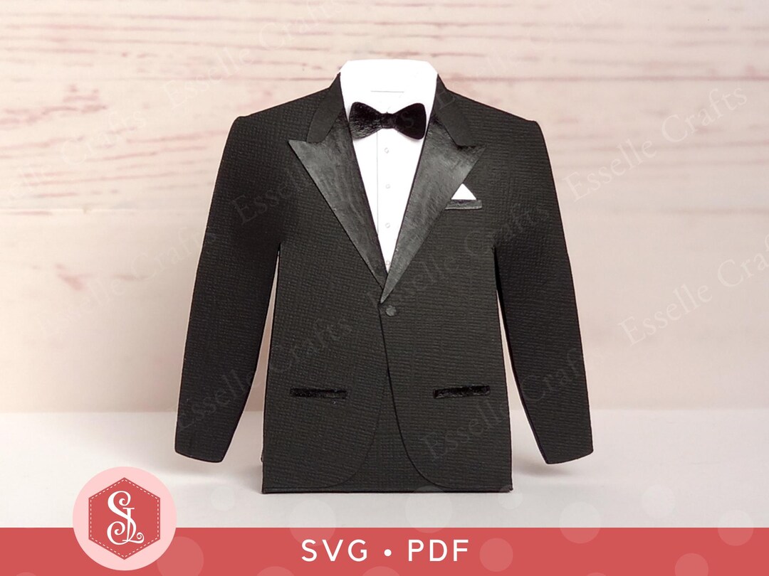 Tuxedo Favour Box SVG + PDF Templates. Men's Smart Suit Gift Card ...