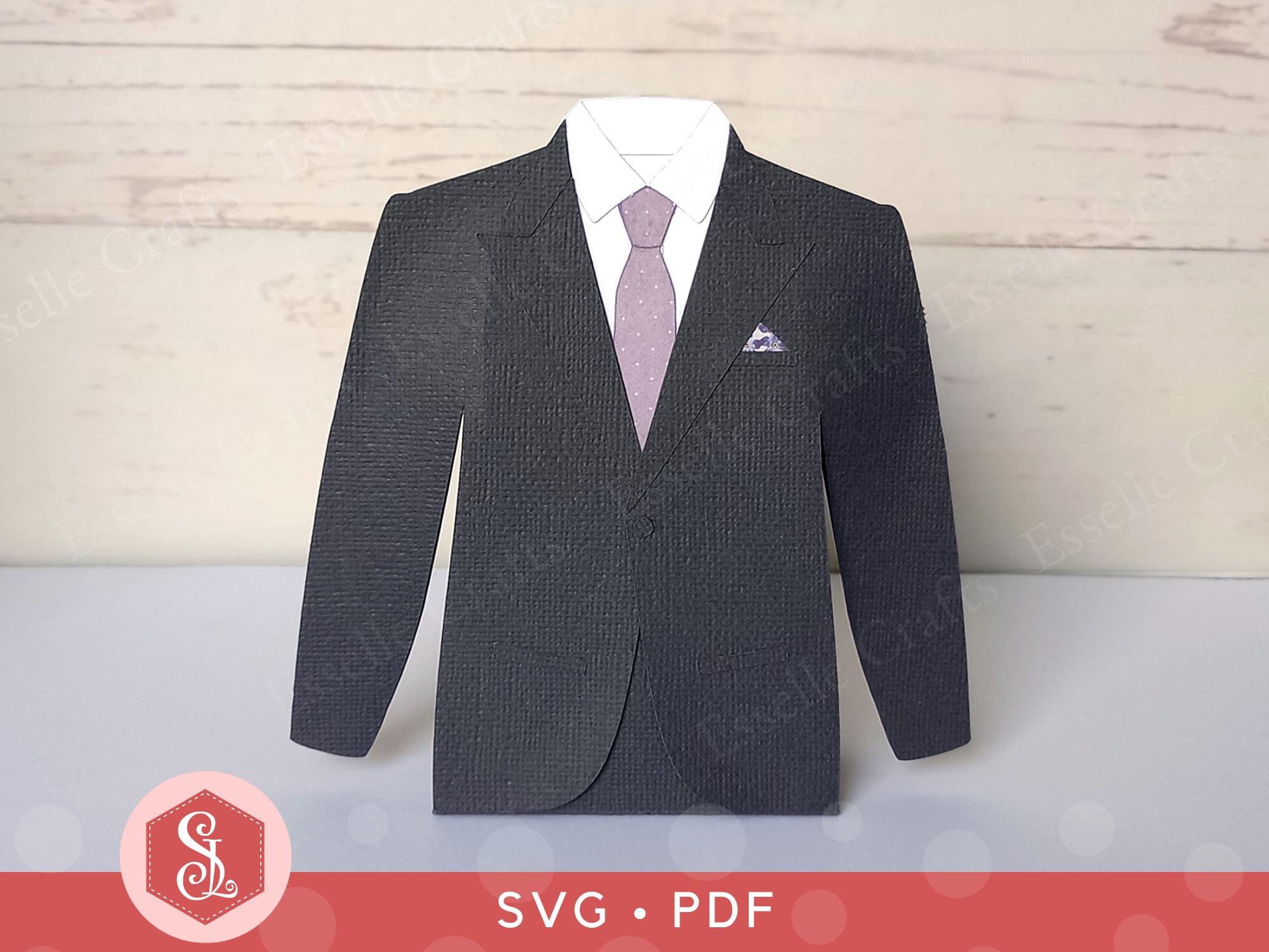 Tuxedo Favour Box SVG + PDF Templates. Men's Smart Suit Gift Card ...