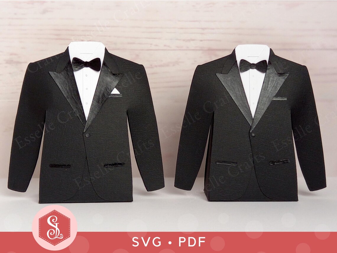 Tuxedo Favour Box SVG + PDF Templates. Men's Smart Suit Gift Card ...