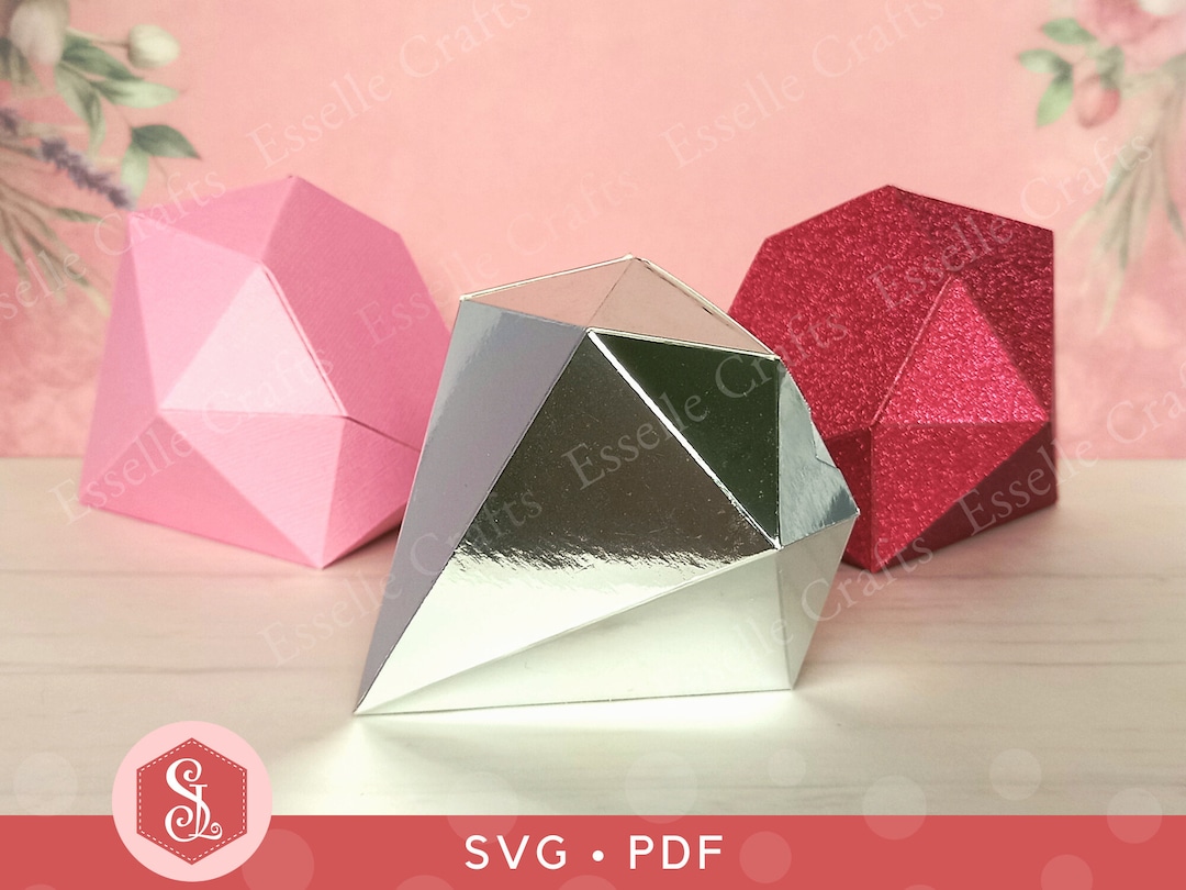 Diamond Gem Favour Box SVG PDF Templates, Paper Jewel Box, Diamond ...