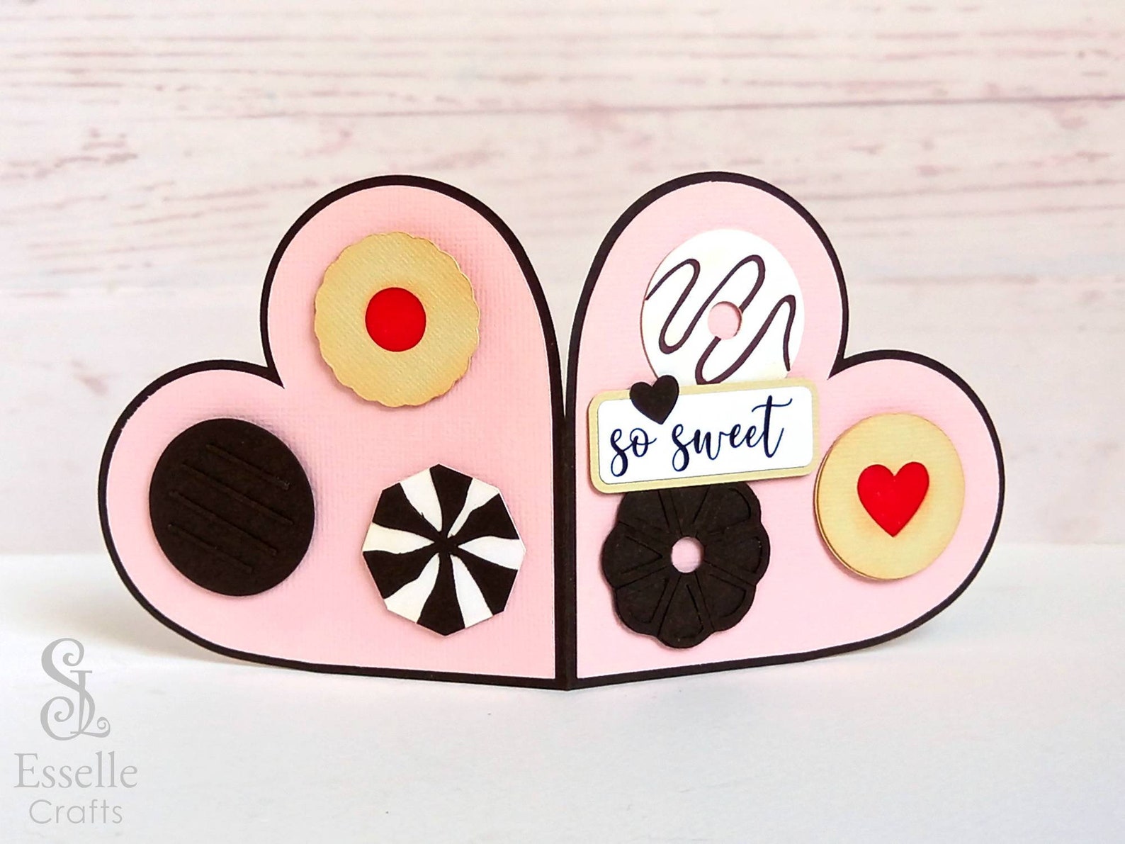 Heart-shaped Biscuit Card SVG Template. Valentine's Day - Etsy UK
