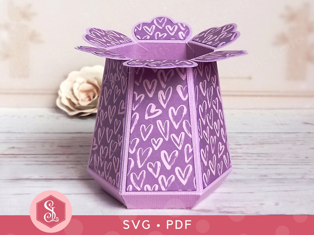 Hexagonal Florist Box SVG PDF Templates. Wedding Favour Box. Cricut Cut ...
