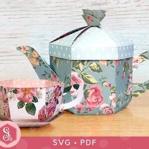 BUNDLE Tea Party Favour Box SVG PDF Templates, Teapot Teacup Treat ...
