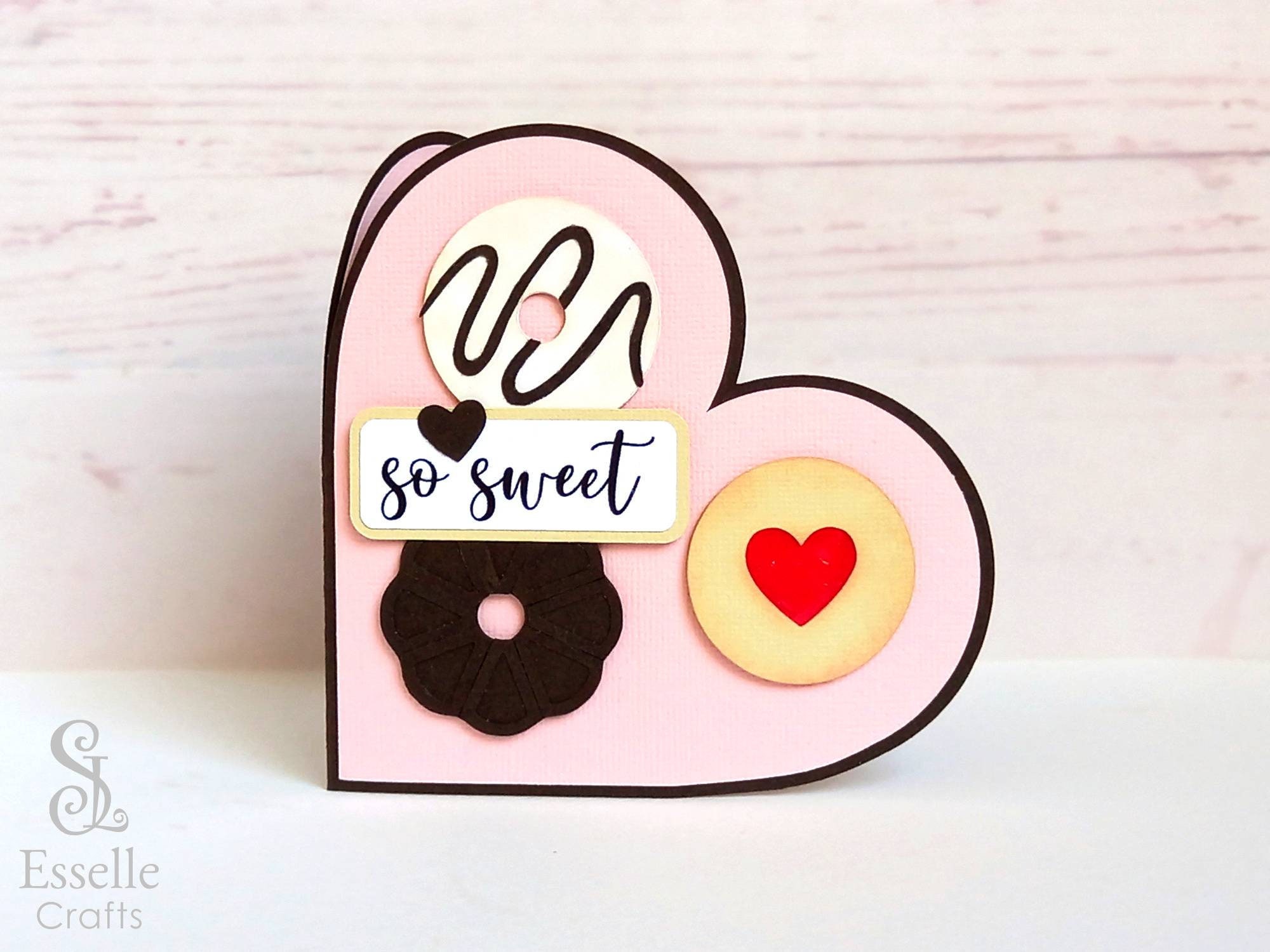 Heart-shaped Biscuit Card SVG Template. Valentine's Day - Etsy UK