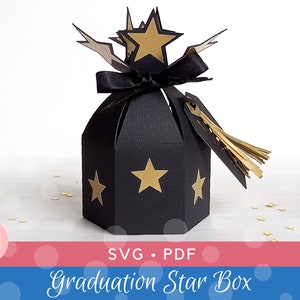 Graduation Star Box SVG PDF Templates. Graduation Gift Box. - Etsy