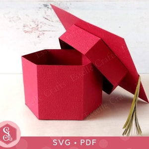 Graduation Cap Gift Box SVG PDF Templates. Mortar Board Gift Box ...
