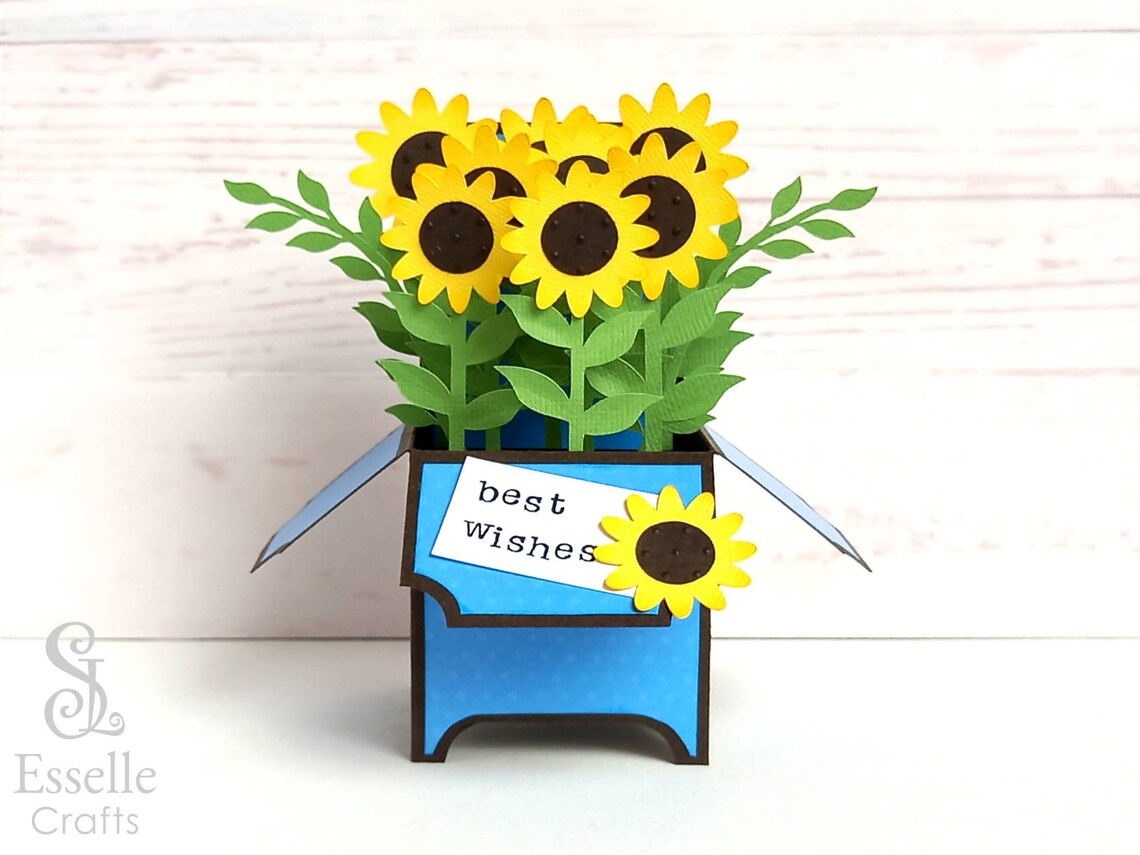 Sunflower Box Card SVG Template. Pop-up Box Card. Pop-up | Etsy