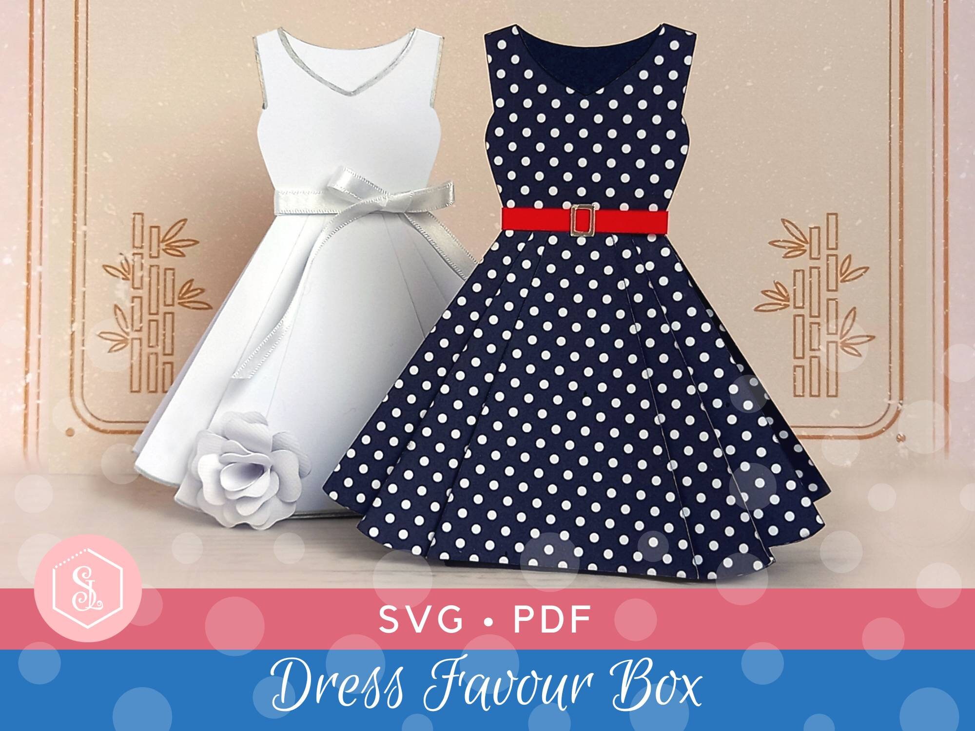 Dress Favour Box SVG PDF Templates. 1950s Dress Gift Box. - Etsy UK