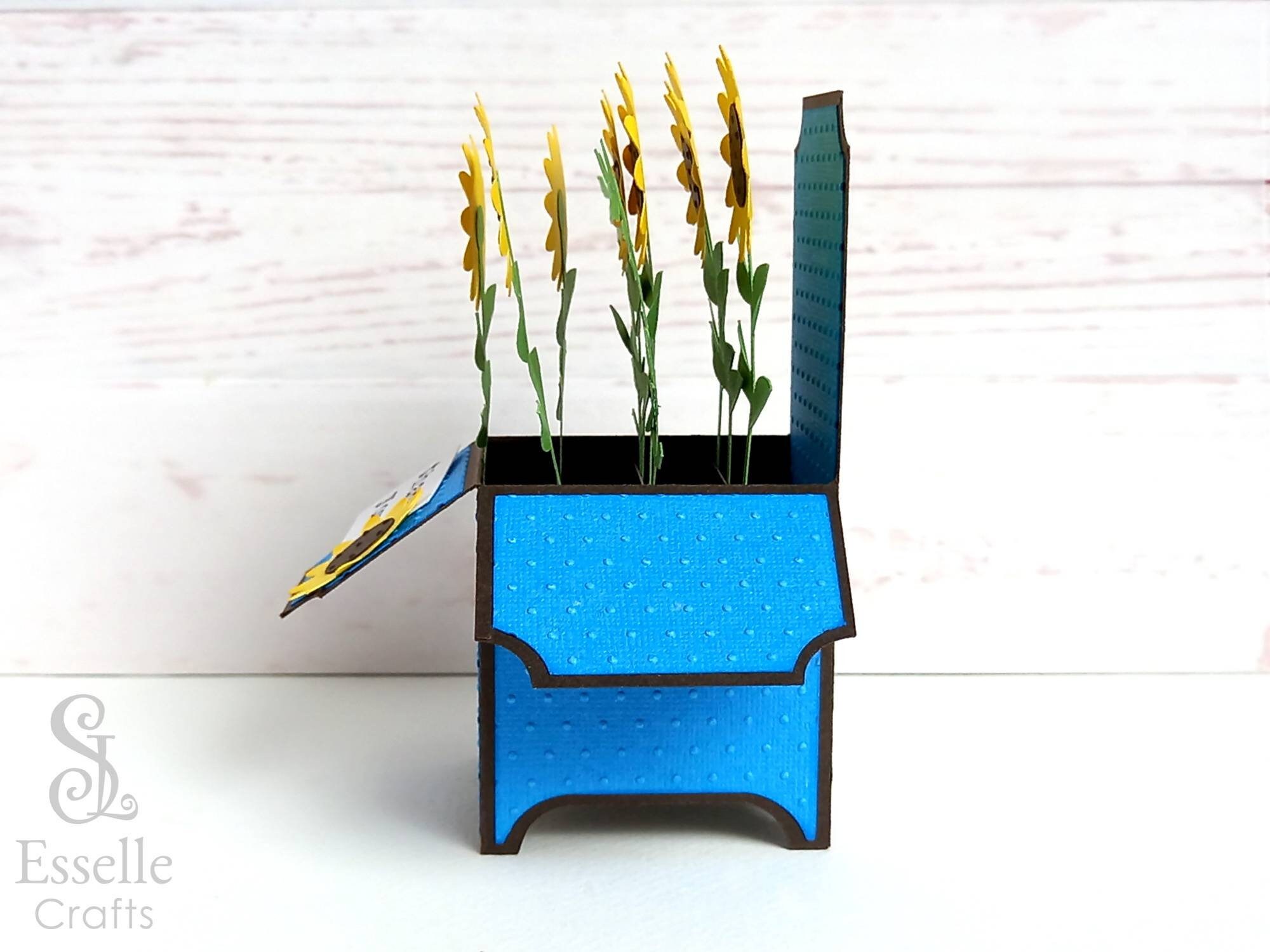 Sunflower Box Card SVG Template. Pop-up Box Card. Pop-up | Etsy