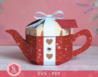 Present Teapot Box SVG PDF Templates. Novelty Gift Teapot. Teapot ...