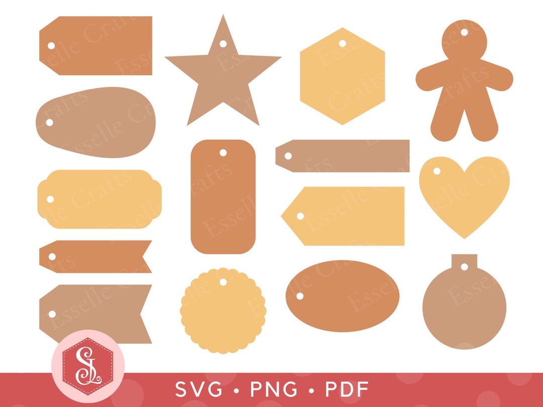 Set of 15 Gift Tag Shapes for Paper Crafts. SVG Cut File Labels for ...