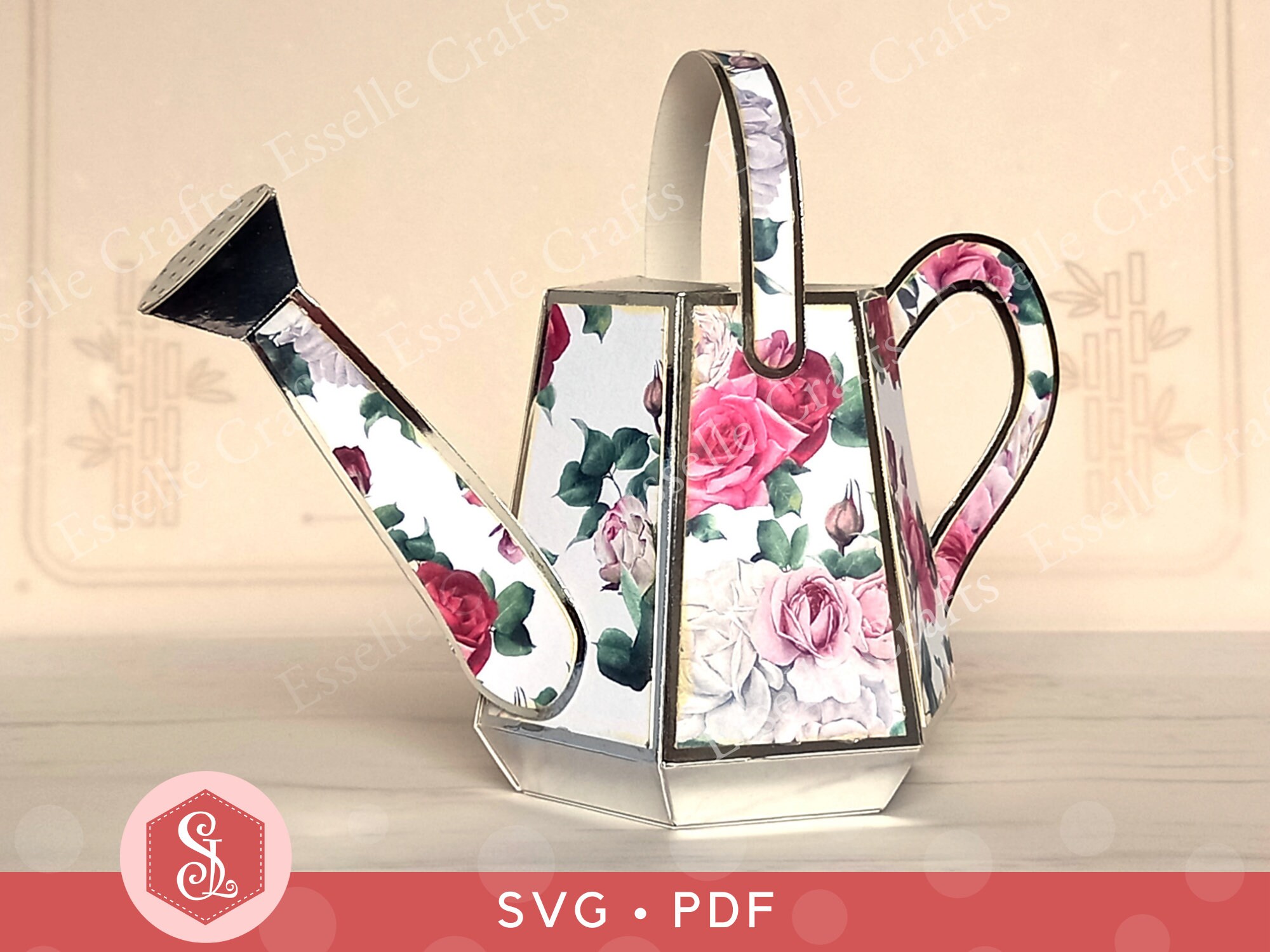 Watering Can SVG + PDF Templates. Cricut Cut File. Garden Party Favour ...