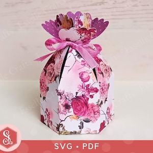 Flower Favour Box SVG PDF Templates. Flower Gift Box. Wedding Favour ...