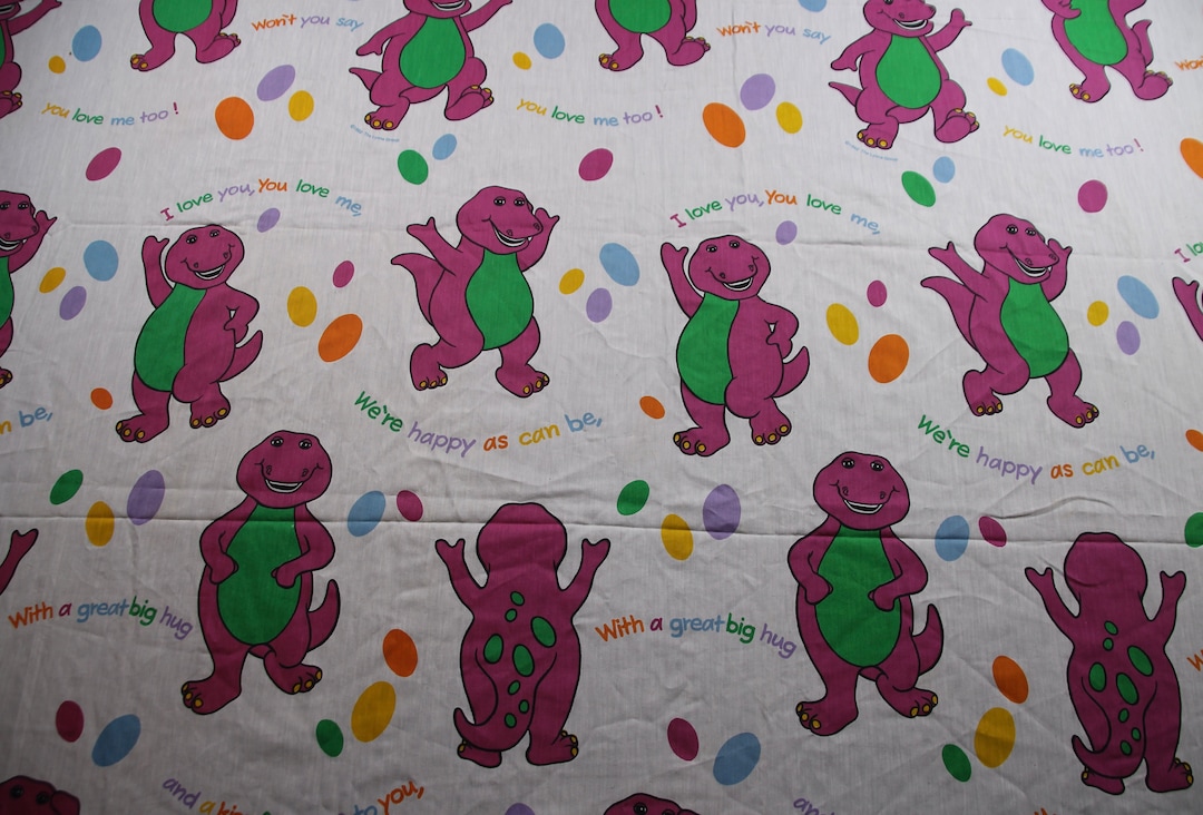 Vintage 1992 Barney the Dinosaur Full Flat Themed Bedding Bed Sheet - Etsy