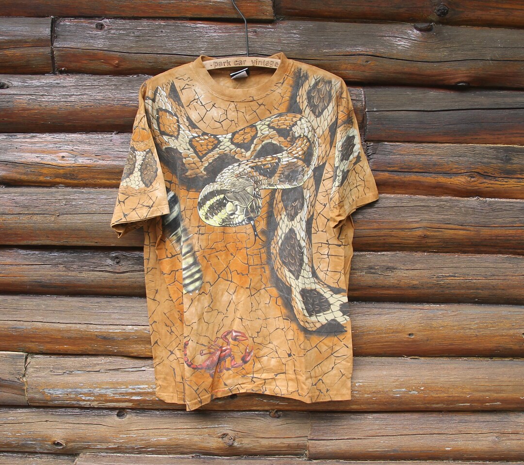 Vintage Liquid Blue Snake and Spider Tie Dye All Over Print Animal ...