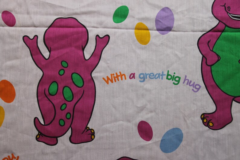 Vintage 1992 Barney the Dinosaur Full Flat Themed Bedding Bed Sheet - Etsy