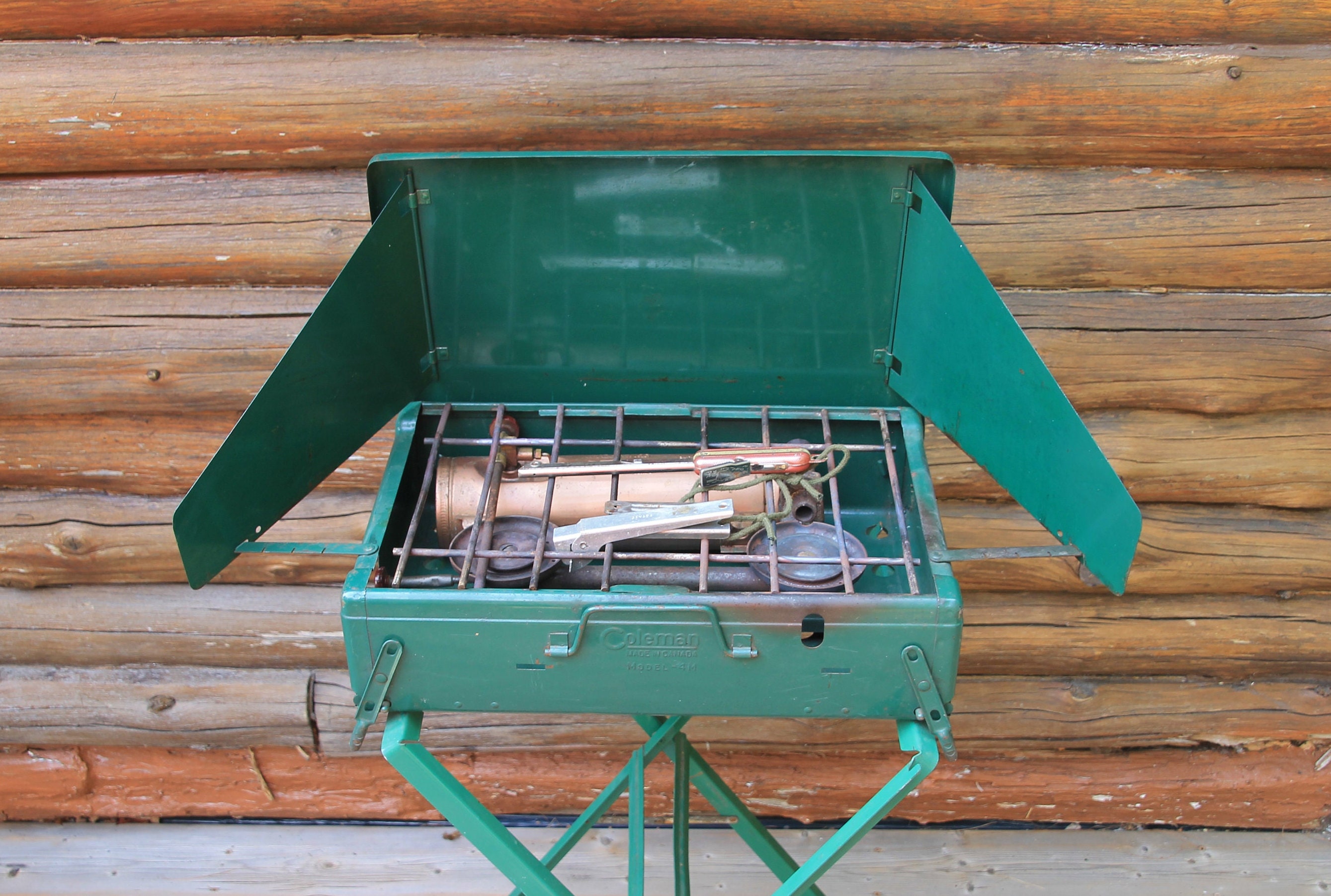 Vintage Coleman 2 Burner Classic Green Gas Camping Stove Model 4M With ...