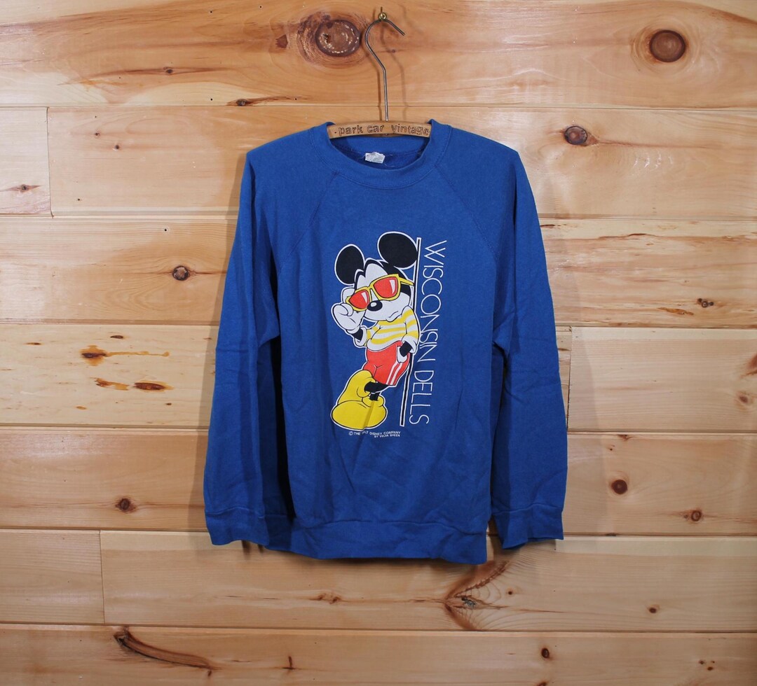 Vintage Walt Disney Mickey Mouse Blue Wisconsin Dells Sweatshirt Adult ...
