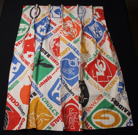 Vintage 1970s NFL Football Curtain Window Treatment Room | Etsy